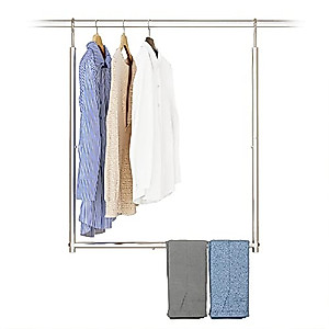 Simple Trending Adjustable Hanging Rod Clothing Garment Rack, Rolling Clothes Organizer for Hook, Chrome