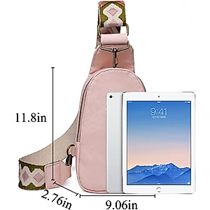 LAWRNCH Women Chest Bag Sling Bag Small Crossbody PU Leather Satchel, Guitar Strap Small Pu Leather Crossbody Shoulder Bag (Light grey)