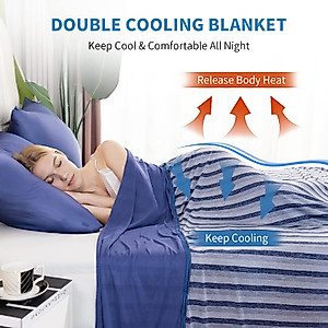 Auemtyn Cooling Blankets for Hot Sleepers, King Size with Japanese Q-Max>0.5 Arc-Chill Cooling Fiber, Lightweight Breathable Double Sided Cold Tech Summer Blanket for Night Sweats(90"x108",Navy Blue)
