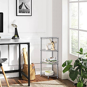 VCJTA 4 Tier Corner Shelf Rack Kitchen Bathroom Storage Wire Organizer Space Saving