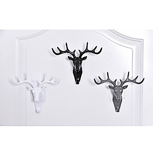 Vintage Deer Head Antlers Wall Hook (Max:10kg) for Hanging Hat Scarf Bag Key Clothes Bathroom Kitchen Towel Holder Hanger Rack Wall Wedding Gift (Black)