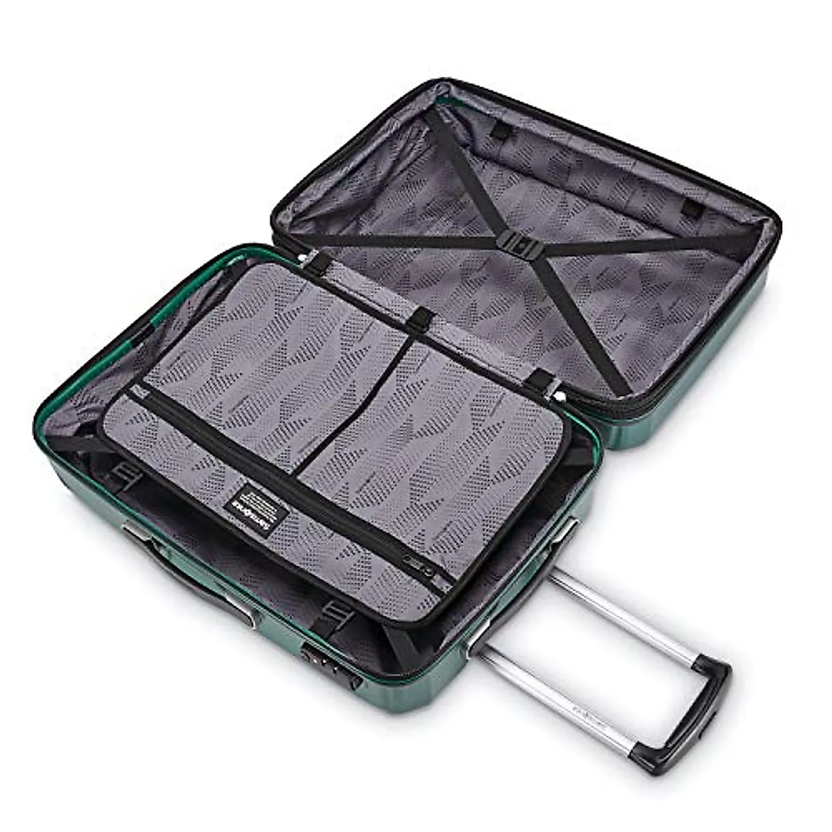 Samsonite Winfield 3 DLX Hardside Expandable Luggage with Spinners, Checked-Large 28-Inch, Emerald