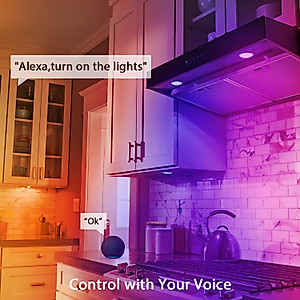 LUMIMAN Smart GU10 Wi-Fi Bulbs, 4 Packs, Works with Alexa and Google Assistant, APP/Voice Control, 5W 400LM, RGBCW Color Changing, for Track Lighting/Range Hood Lights (Only Support 2.4Ghz Wi-Fi)