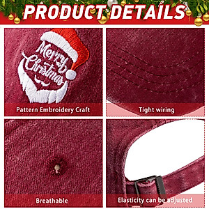 4 Pcs Christmas Hat Christmas Baseball Cap Embroidered Santa Hat Adjustable Washed Funny Baseball Cap for Men Women