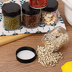 15 Pack 4 oz Clear Glass Jars with Lids, Round Empty Containers for Scrubs, Lotions, Cosmetic, Ointments and Butters, Travel Storage Jar with White Inner Liners £¬Black Lids, lables and Spatulas