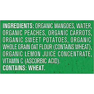 Gerber Organic for Toddler Wonder Foods Toddler Food Pouches, Mango Peach Carrot Sweet Potato Oatmeal, Organic & Non-GMO, 3.5 Ounce Pouches (Pack of 6)