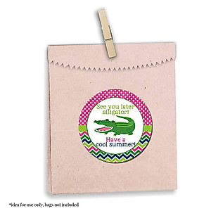 Later Gator End of The School Year Teacher Appreciation Thank You Sticker Labels for Girls, 40 2" Party Circle Stickers by AmandaCreation, Great for Envelope Seals & Gift Bags