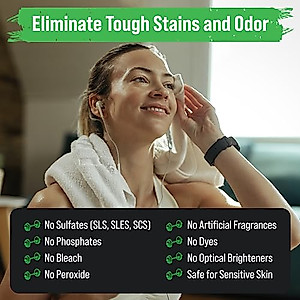 Rockin' Green Laundry Detergent, Plant based, All Natural Laundry Detergent Powder, Vegan and Biodegradable Odor Fighter, Safe for Sensitive Skin (Active Wear 90 Loads - Freshwood Mac)