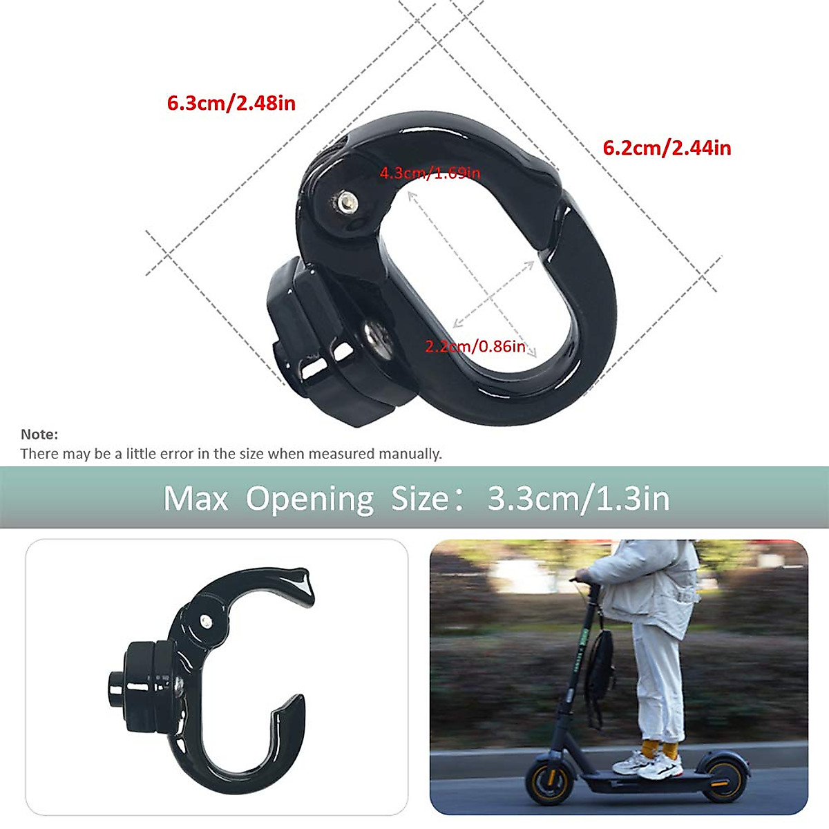 MORICHS Glodorm Universal Hanger Gadget Bag Claw Hook for Electric Scooter Hanging Pothook Accessories for Scooter,Bike,MTB (Black Hook C)