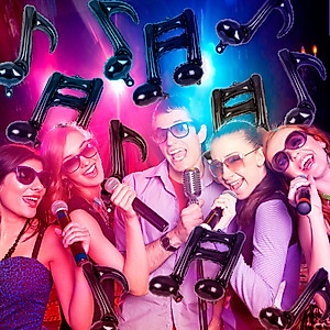 18 PCS Black Note Balloons, 16 Inch Music Balloons, Black Music Note Foil Balloons for Birthday Baby Shower Music Themed Party Concert Band Bar Party Decoration