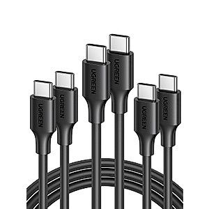 UGREEN 60W 3-Pack USB C to USB C Cable, Type C Fast Charging Cable Compatible with iPhone 15/15 Plus/15 Pro, MacBook Pro 2022, Samsung Galaxy S24/S23/Z Fold/Z Flip, Google Pixel 7, Switch, 6.6FT