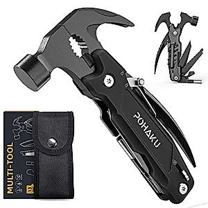 14-in-1 Multitool Hammer, Pohaku Multitool with DIY Stickers, Safety Lock, Screwdriver Bits Set and Durable Nylon Sheath, Multi Tool for Outdoor, Camping, Ideal Gifts for Father, Husband, Boyfriend