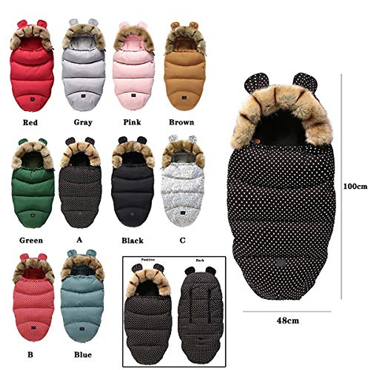 Baby Bunting Bags Universal Pram Footmuffs Winter Warm Windproof Waterproof Baby Sleeping Bag Suitable for Pushchairs, Strollers, Prams, Buggy, Car Seat (Black)
