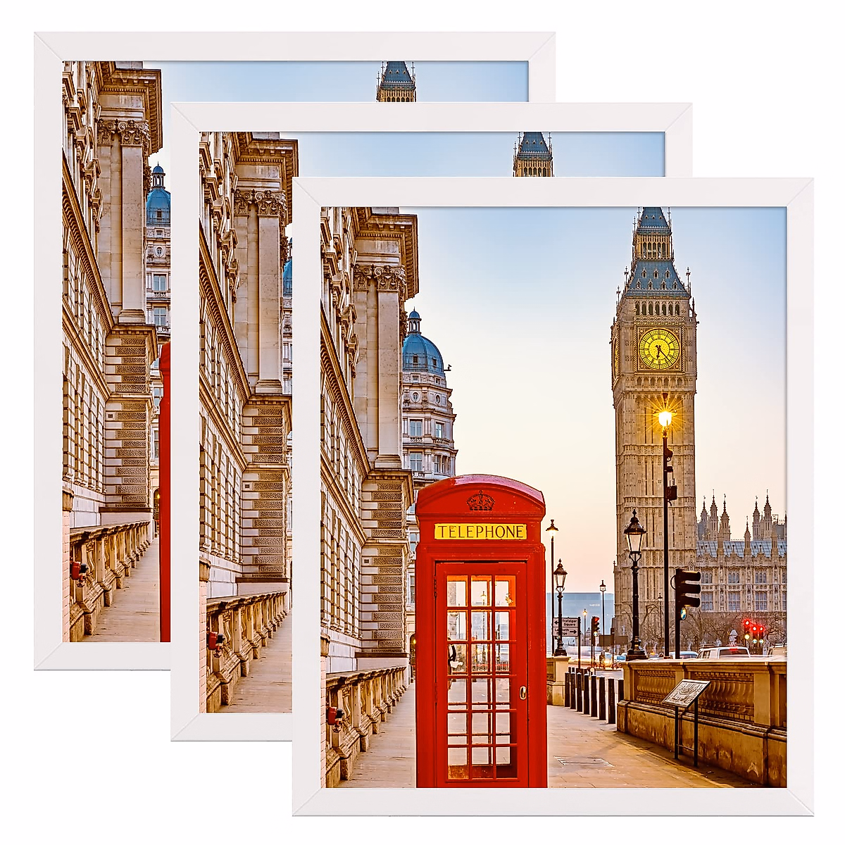 QTART 16 x 20 Poster Frame White Solid Wood 16x20 Frame, Wall Mounting Puzzle Frame 16x20 Without Mat for Home Decoration, 3 Pack