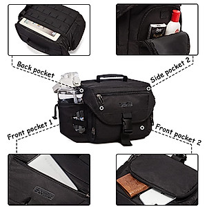 Scorlia Insulated Lunch Bag for Men/Women, Leakproof Lunch Box for Office Work Picnic Hiking Beach, Reusable Cooler Tote Bag with Adjustable Shoulder Strap and Large Water Bottle Holder - Black