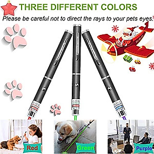 XIMIBI 3 PCS Green Red Violet Long Range Dot Clicker Toy Pen for Indoor Interactive Teaching, Cat Toys Pointer, Puppy Kitten Lazer Toy, Bright Clicker for Dog Cat Training Exercise