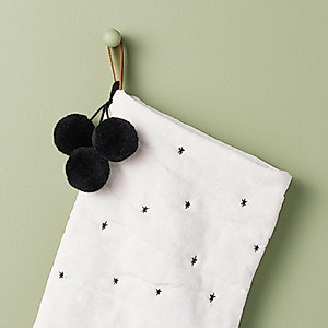 Hearth & Hand with Magnolia Embroidered Star Christmas Stocking Cream/Black