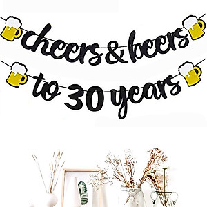 Morndew 2 Set Cheers Beers to 30 Years Banner for 30th Birthday Party Sign Backdrops Wedding Anniversary Celebration Party Retirement Party Decorations