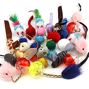 PietyPet Cat Toys Balls Catnip Mouse Toys for Cat, Furry Mice with Catnip, Kitten Ball Toys, Kitten Catnip Toys, Cat Mouse Toys for Indoor Cats Kitten, 28PCS
