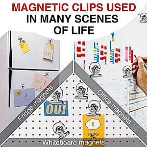 20 Pack Magnetic Clips for Refrigerator, Strong Fridge Magnet Clips,Magnetic Clips Heavy Duty, Clip Magnets for Fridge,Whiteboard, Office,Refrigerator Magnet Clips(Silver)