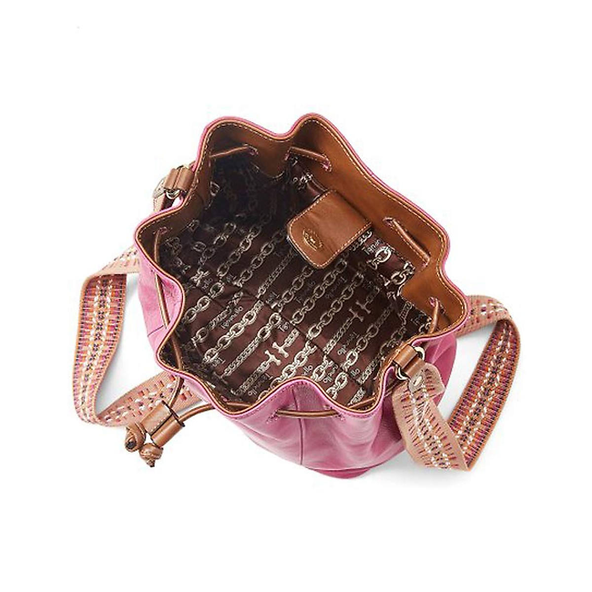 Tignanello Milan Drawstring Cross Body W/RFID Protection, Sangria/Cognac