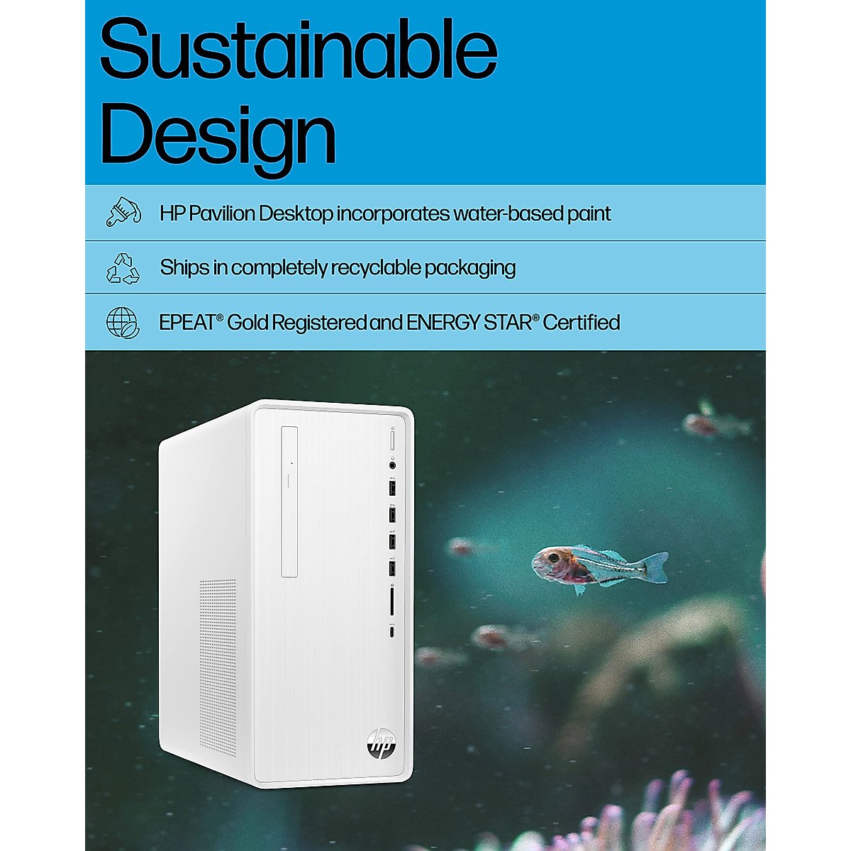 HP Pavilion TP01-3016 Home & Business Desktop, 12th Gen Intel® Core i5-12400, 12 GB DDR4 RAM, 512 GB SSD,Wi-Fi 6 + and Bluetooth® 5.2, Compact Tower Design, No Optical Drive, Windows 11 Professional