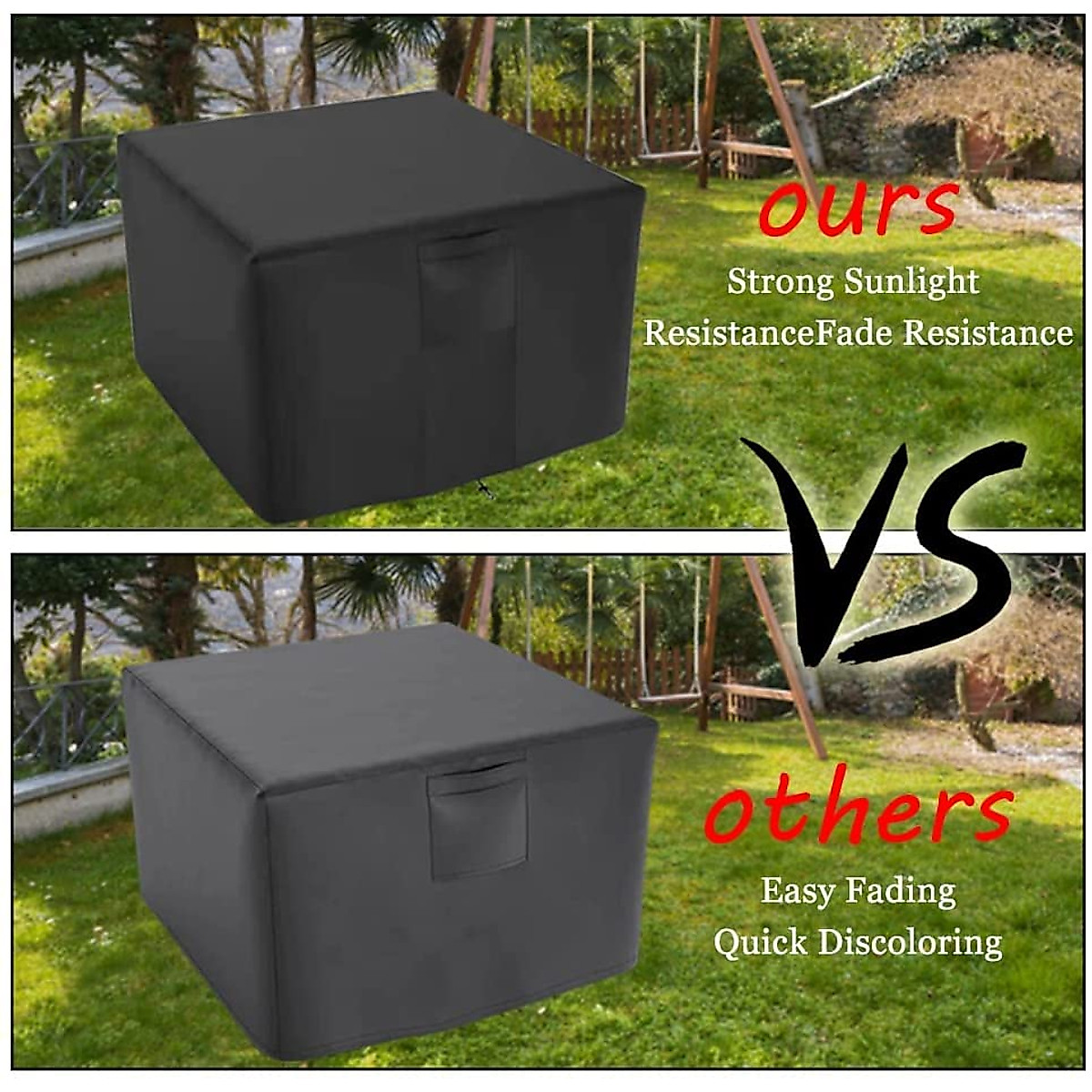 600D Fire Pit Cover Square 32 inch, Fits for 28-32 Inch Gas Fire Table, Oxford Fabric Outdoor Fireplace Cover, Waterproof Rectangle Firepit Cover (32 inch square)