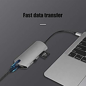 XUNMAIFHB Portable Docking Station,8-in-1 USB Type-c Converter 1 Drag 8 Computer Splitter USB3.0A, HDMI, RJ45 (Gigabit) TF/SD, PD Fast Transmission