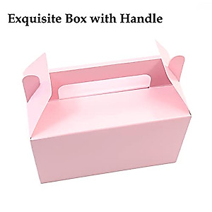 Oletx 12Pcs Pink Gable Gift Boxes, Party Favor Treat Box, Goodie Box, Cookie Candy Box for Princess Birthday Barbie Theme Party, Baby Girl Shower, Classroom Activity and Any Fun Occasion Decoration Supplies.