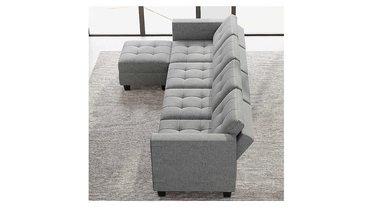 Belffin Light Grey L-Shaped Modular Sofa with Storage & Reversible Chaise