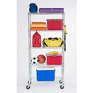 TRINITY EcoStorage 5-Tier NSF Wire Shelving Rack with Wheels, 36 by 18 by 72-Inch, Chrome