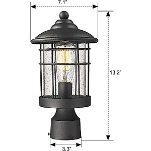 De Wen ModernChandelier, LED Outdoor Solar Post Light Fixture,Black Post Lamp Lantern for Garden Post Mount Landscape Yard Pathway Deck,Waterproof LED Landscape Light