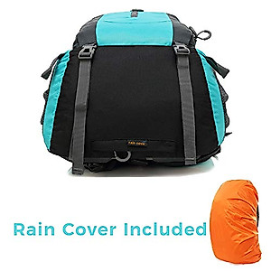 TurnWay Amanda 50L Water-Resistant Travel Backpack/Casual/Hiking/Camping Daypack with Rain Cover, Headphone Hole (Lake Blue)