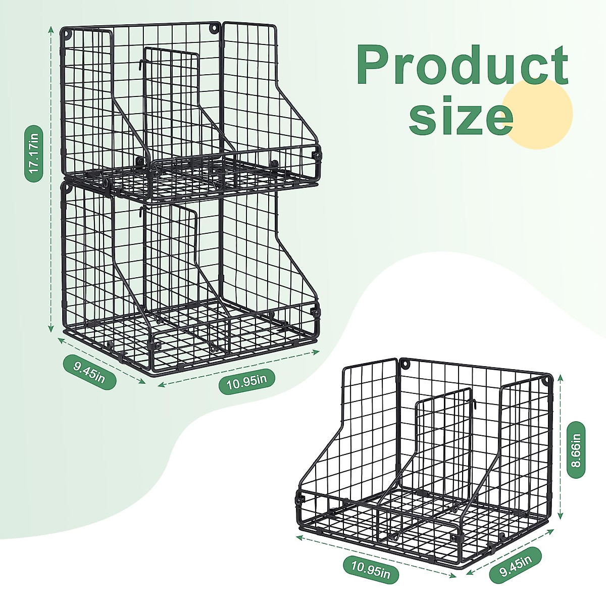 Stackable Can Organizer for Pantry with 2 Adjustable Dividers, Soda Can Organizer, Can Storage Dispenser Holds up to 28 Cans, 2 tier Metal Wire Baskets Can Holder for Kitchen Cabinet Pantry, Black