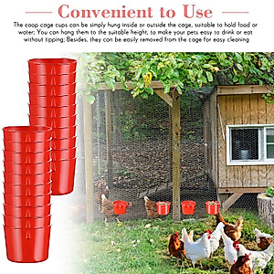 Sumind 60 Pieces Cage Cups Birds Hanging Feeders Seed Bowl 8 oz Plastic Chicken Feeder Water Bowl Hanging Chicken Waterer Feeding Watering Dish Coop Cups for Gamefowl Parrot Parakeet Poultry(Red)
