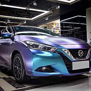 VINYL FROG Chameleon Vinyl Wrap Matte Metallic Vehicle Film Purple to Blue Stretchable Air Release DIY Decals 12"x60"