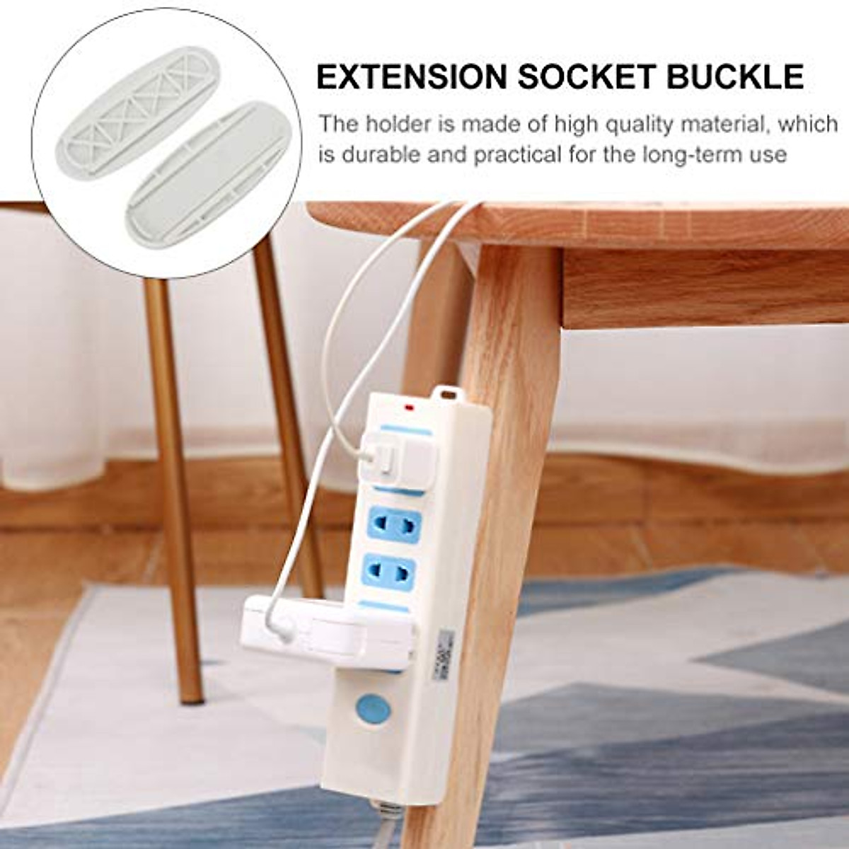 Cabilock 10pcs Power Strip Socket Fixator Wall Mount Power Strips Cable Organizers Punch Free Self Adhesive Socket Remote Control Holder for Home 10Ã—3.7cm