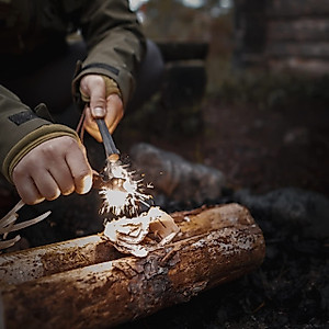 Überleben Hexå Original Ferro Rod Fire Starter for Survival – Up to 20,000 Strikes, 6" Long, 1/2" Thick Hexagon Fire Steel with Striker and Lanyard – Waterproof Flint and Steel for Camping