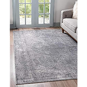 Rugs.com Oregon Collection Rug – 4' x 6' Gray Low-Pile Rug Perfect for Living Rooms, Large Dining Rooms, Open Floorplans