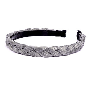 Gledola Braided Headband With Teeth Braids Hairband With Tooth Synthetic Hair Band Plaited Hairband For Women (Smoky Gray)