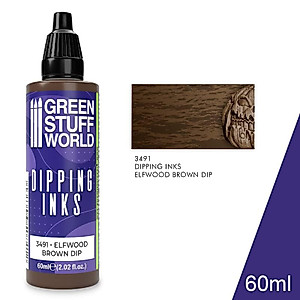 Green Stuff World Dipping Ink 60ml High Contrast Model Paint (ElfWood Brown 3491)