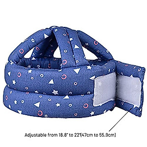 Baby Safety Helmet, Infant Baby Head Protector with 3 Pairs Baby Knee Pads for Crawling & 3 Pairs Baby Socks, Head Cushion Bumper Bonnet, Soft Headguard for Toddler Learning to Walk, Geometric Blue