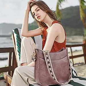 Caitina Women's Shoulder Handbags Trendy Vegan Leather Crossbody Bag Purses For Women,with 2PCS Adjustable Strap Hobo Handbag(Mod Pink)