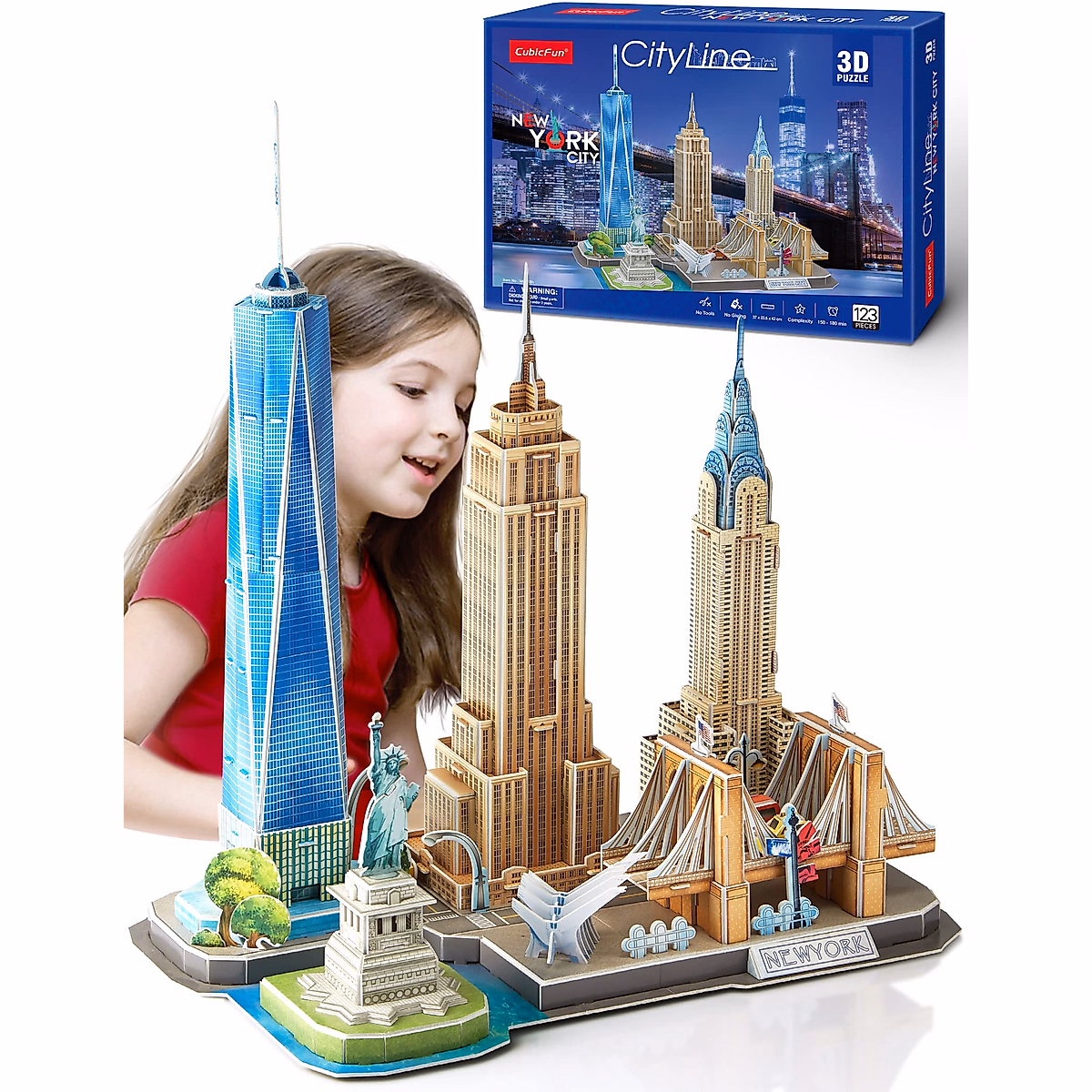 CubicFun 3D Puzzle - Puzzles for Kids Ages 8-10 New York City STEM Projects Arts and Crafts for Kids Ages 8-12 - Toys for Girls 8-10 - 8 Year Old Girl Easter Gift for Kid 8-12