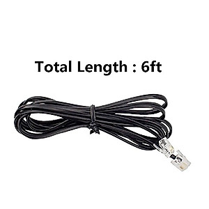 AIMIJIA Phone Cord, 6P4C Black Phone Telephone Extension Cord Cable Line Wire RJ11 6P4C Modular Plug for Landline Telephone Modem Accessory (6ft-3 Pack)