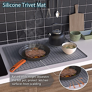 Silicone Stove Top Covers For Electric Stove, 31x21 inch Silicone Stove Top Protector, Flat Electric Stove Top Cover, Glass Top Stove Cover Protector to Prevent Scratching -Grey