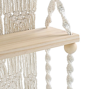 Creekview Home Emporium Hanging Plant Shelf Indoor Boho Decor - 3 Tier Macrame Shelf Wall Hanging Decor - Rope Boho Wall Art Wooden Floating Bookshelf for Kitchen, Bathroom or Bedroom