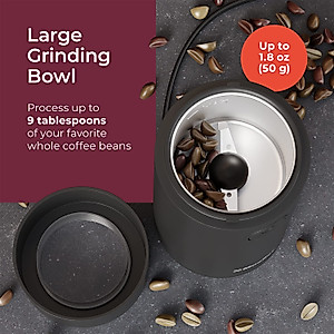 MuellerLiving Electric Coffee Grinder for Spice, Nut, Herbs and Coffee Beans, Sharp Blade, Stainless Steel - Black