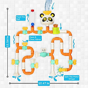 DIY Bath Toys for Toddlers Ages 1-3 and Kids 4-8, STEM Water Toys with Extra Features, 50-Piece Colorful Pipe Bathtub Set with Swiveling Valves, Top Right Toys