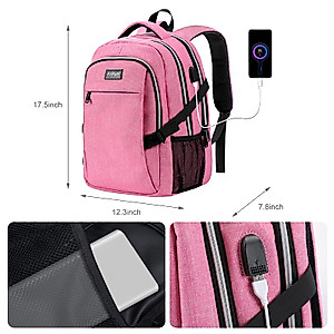 ANKUER Backpacks for Women, Backpack Fits Up 15.6 in Laptop Backpack for Travel, Backpacks with USB Charging Port, Work Business Backpack for School (Pink)
